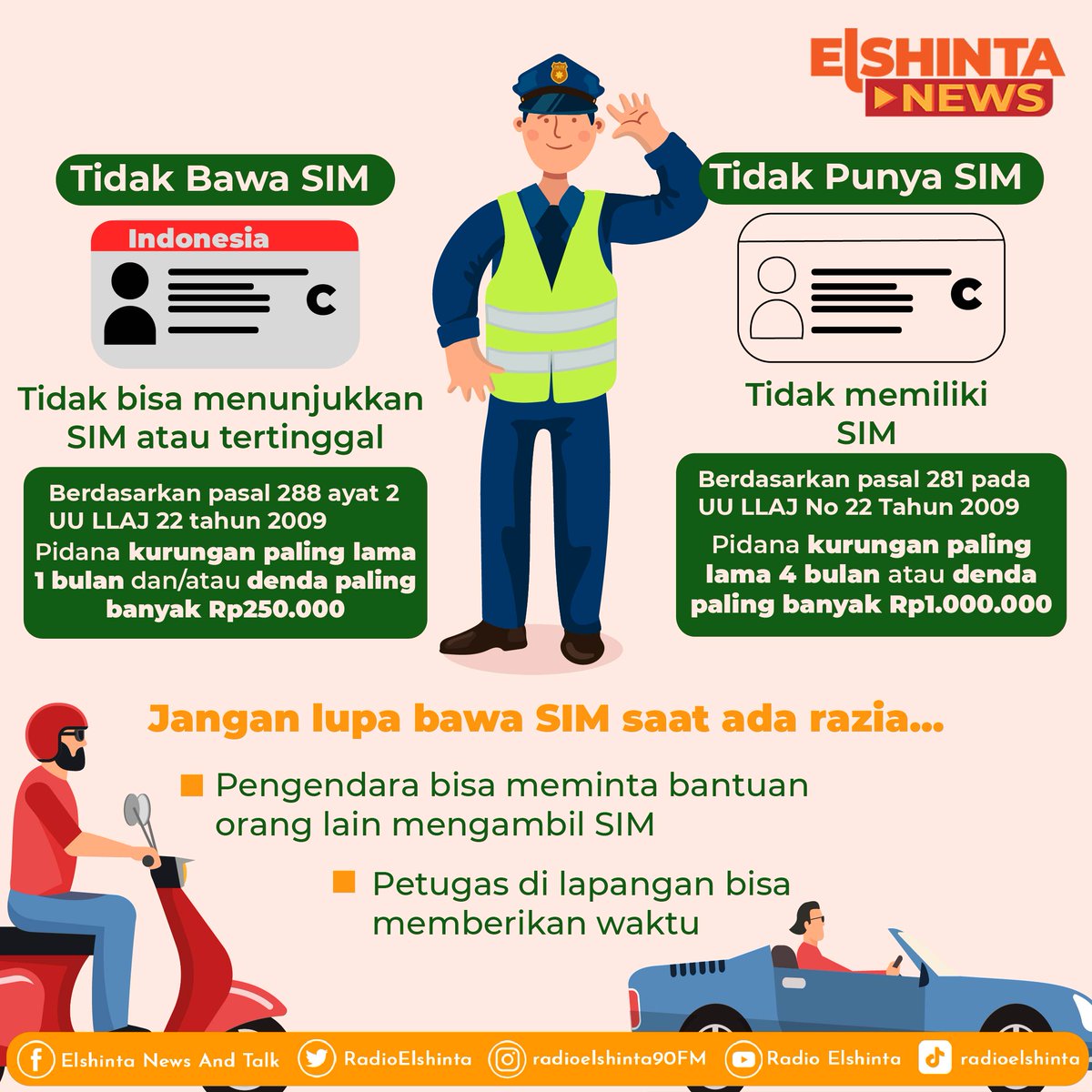 Radio Elshinta on Twitter: "Catat ya! Perbedaan sanksi dan denda antara pengendara yang memiliki ...
