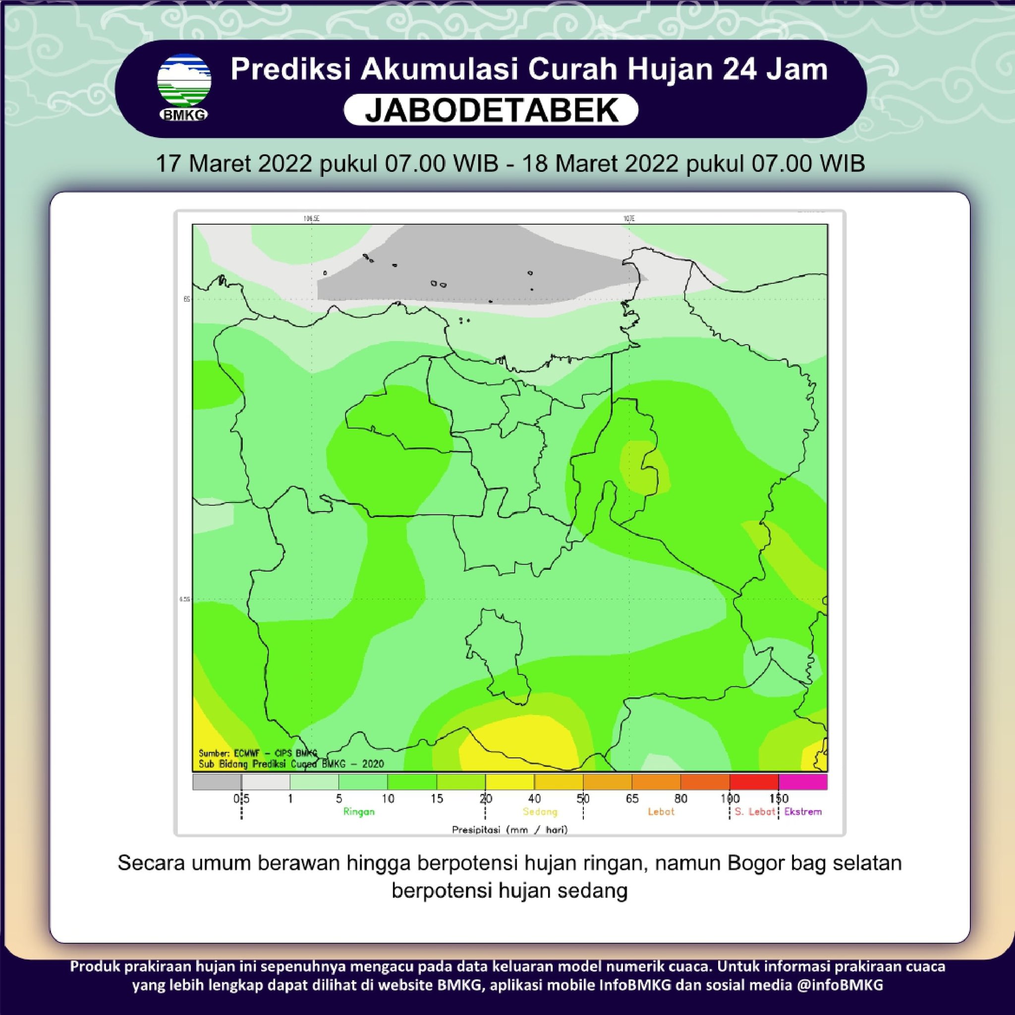 BMKG on Twitter: "Halo Sobat BMKG Mari cek potensi curah hujan di wilayah Jabodetabek tanggal 15 ...