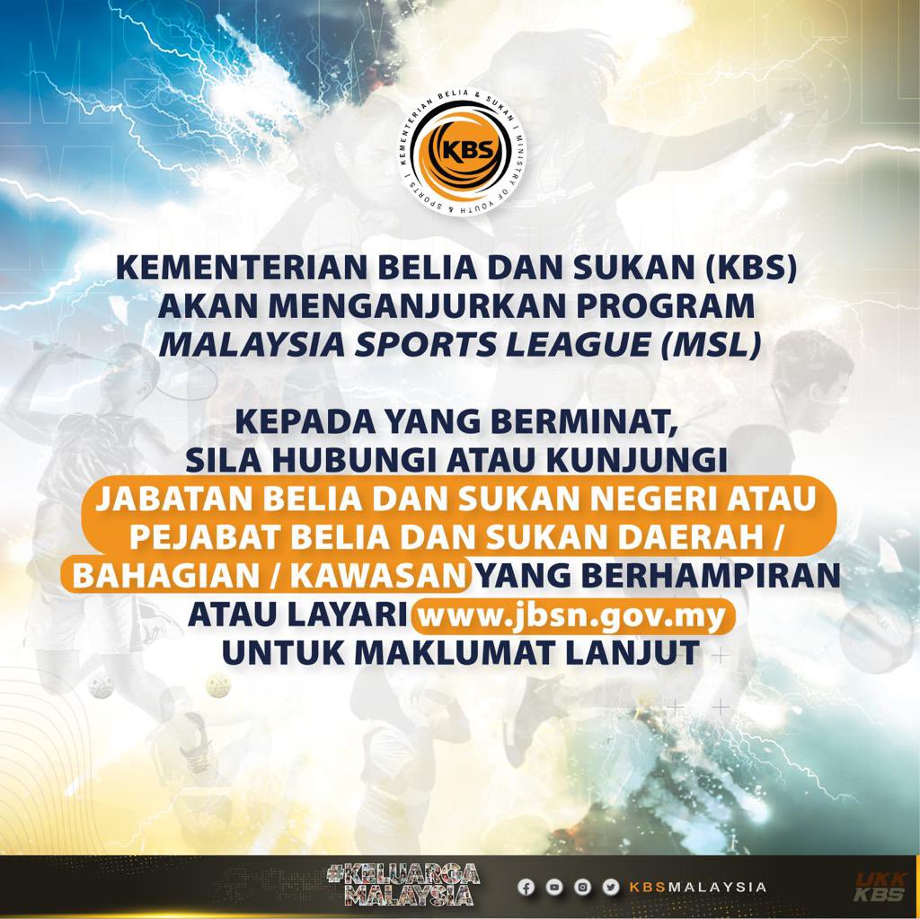 KBSMalaysia on Twitter: "KEMENTERIAN BELIA DAN SUKAN (KBS) AKAN MENGANJURKAN PROGRAM MALAYSIA ...