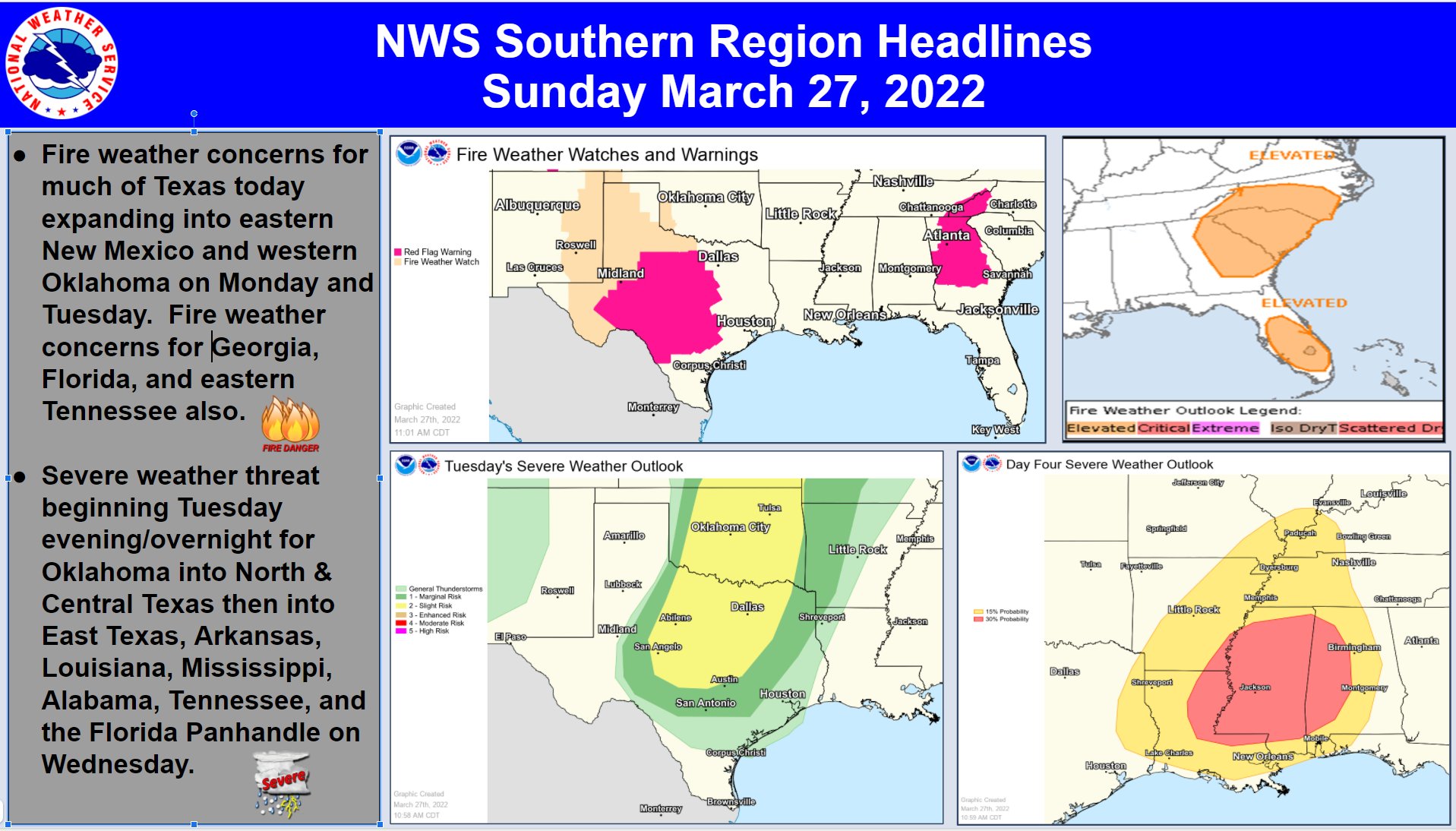 Nws Southern Region On Twitter Sun 3 27 2022 Fire Weather Concerns
