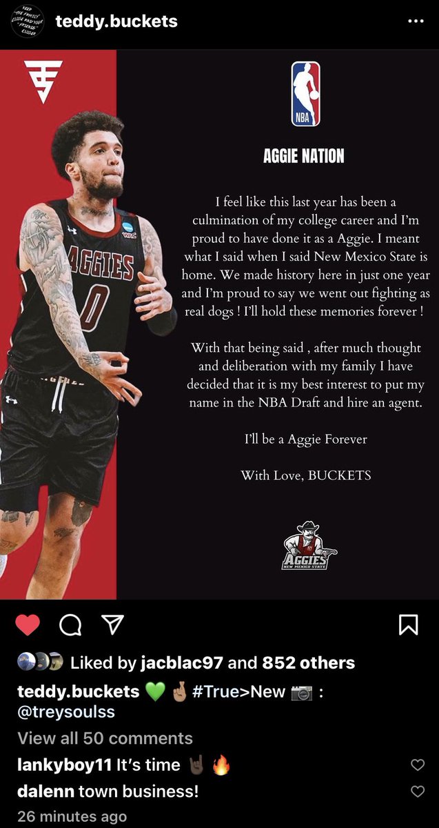 New Mexico State's Teddy Allen declares for the NBA Draft : r ...