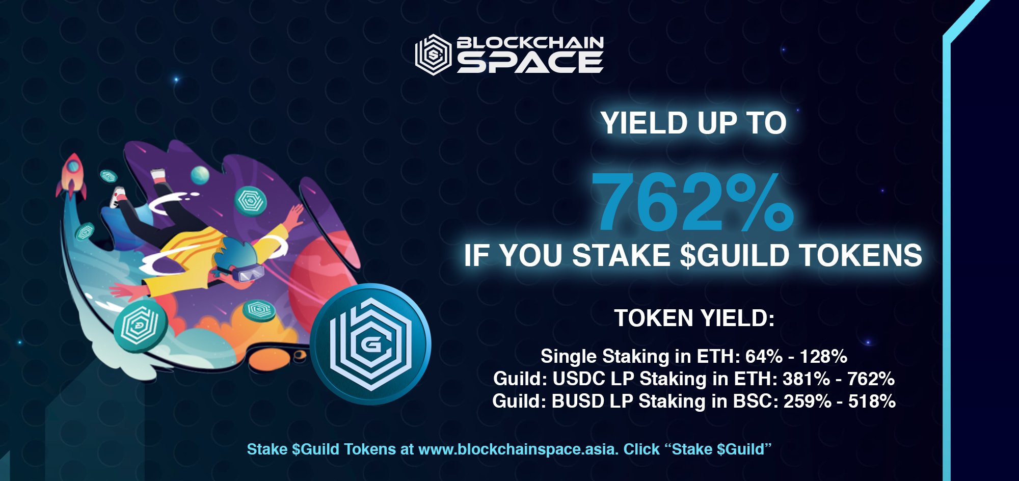 BlockchainSpace - Guild Hub of the Metaverse on Twitter: "🔥 Yield up to 762% when you stake # ...