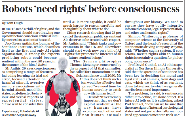 "Robots Need Rights Before Consciousness": Tom Ough on Twitter : r ...