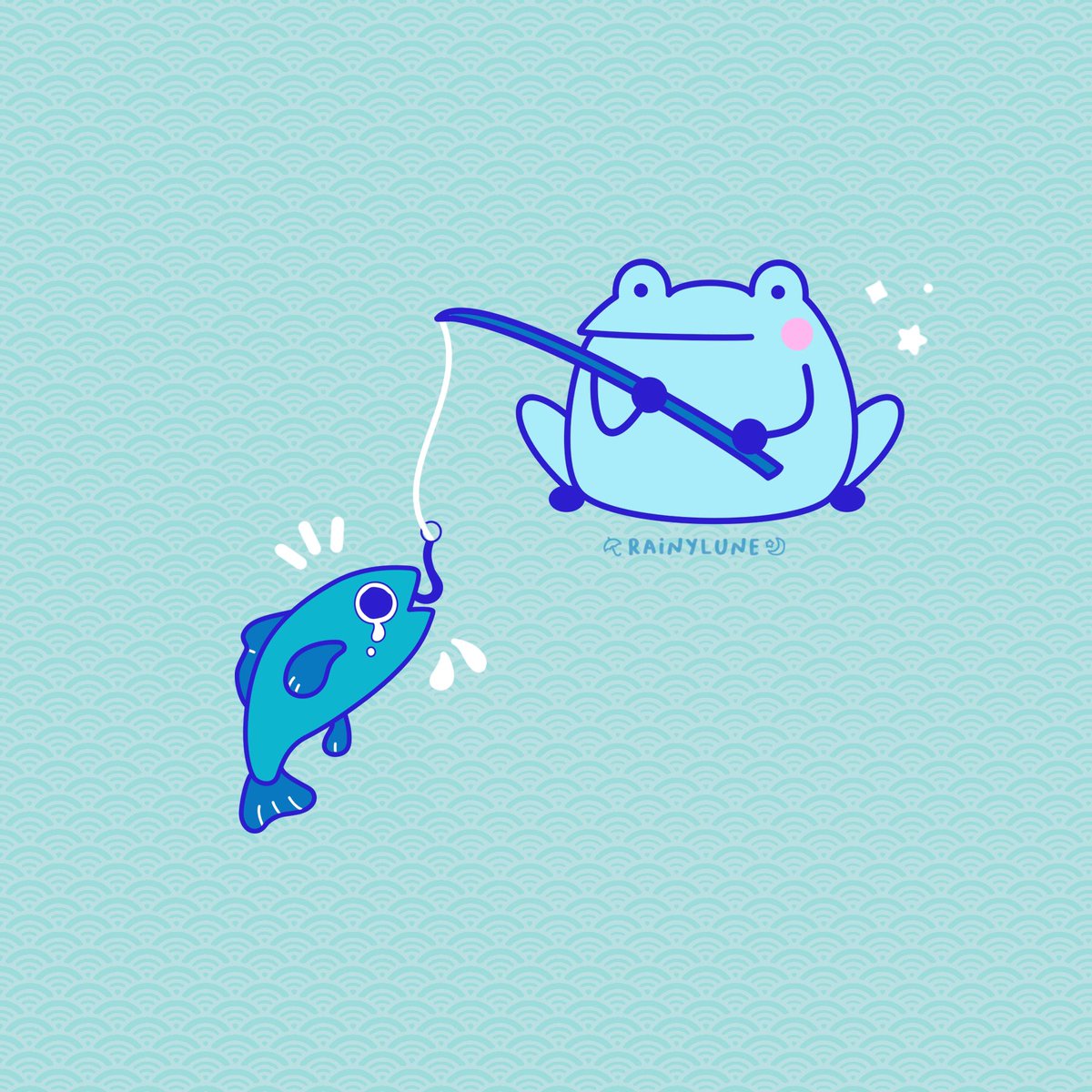 「women want me, fish fear me 🐸🎣 」|rachel 🐸 reichenbachのイラスト