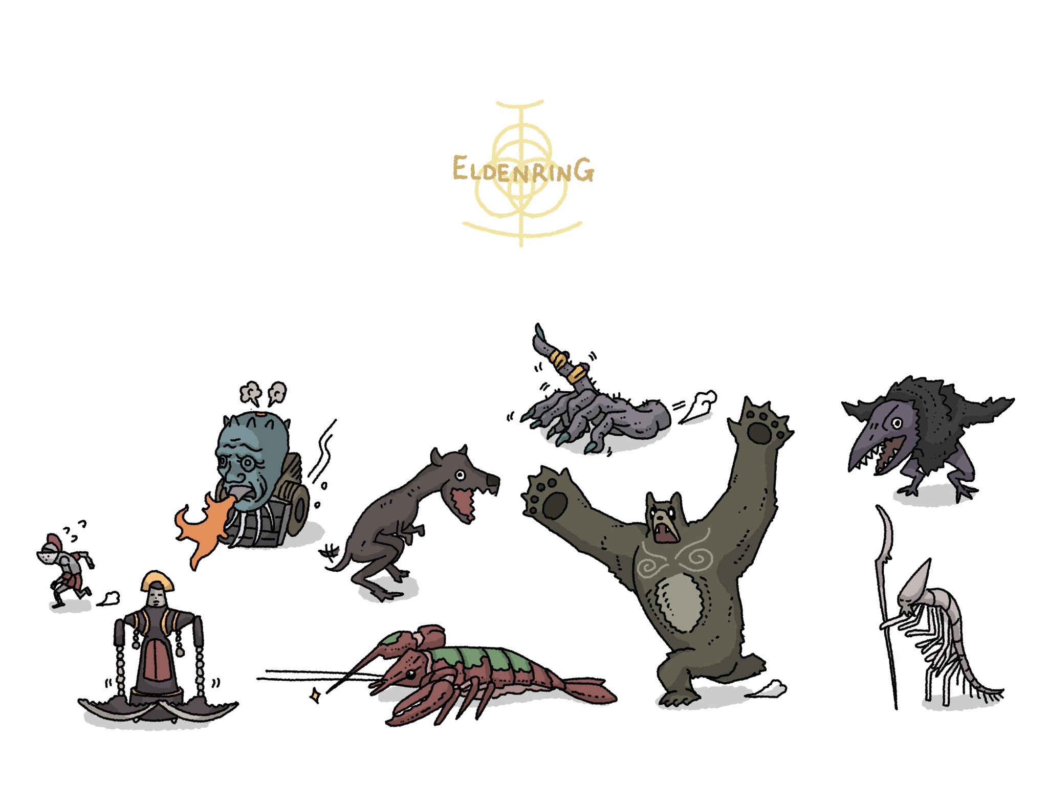 gozz/ごず🏝絵本『無人島漂着100日日記』発売中 on Twitter: "なんか見た目とか色々無理で走り抜けるやつら を可愛くしました #ELDENRING https://t.co ...