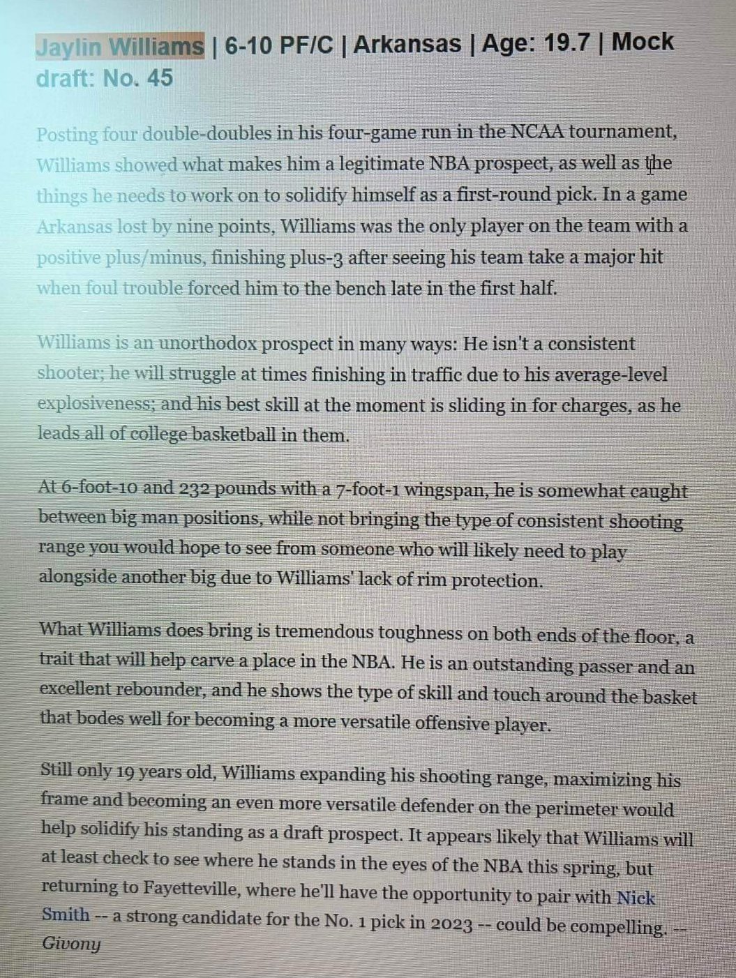 Kevin McPherson on Twitter: "Arkansas star big man Jaylin Williams @Jay_MWilliams_ of Fort Smith ...