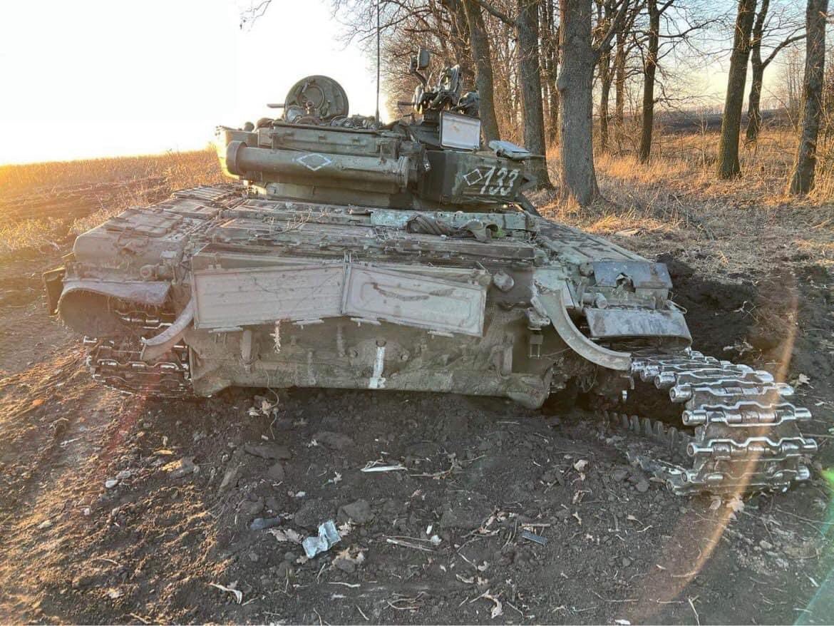 A Russian Army T-72B (obr. 1989) TMT-K mine roller (MBT) main battle ...