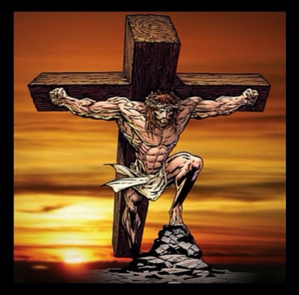 Muscular Jesus Breaking Cross