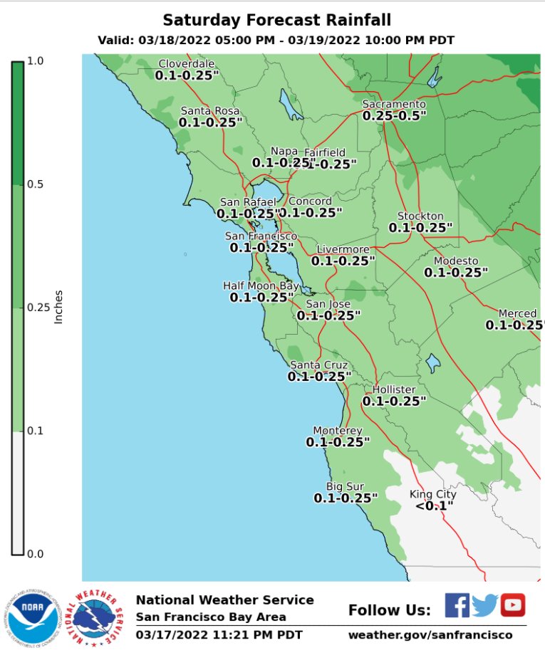 NWS Bay Area 🌉 on Twitter: "Sunny, dry and mild Friday. Light rain arrives Saturday as a weak ...
