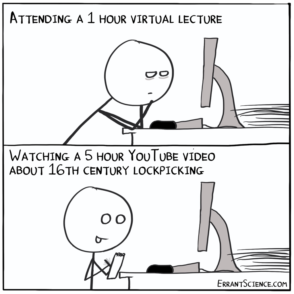 ErrantScience on Twitter: "Virtual lectures feel so much harder to make it through than they ...