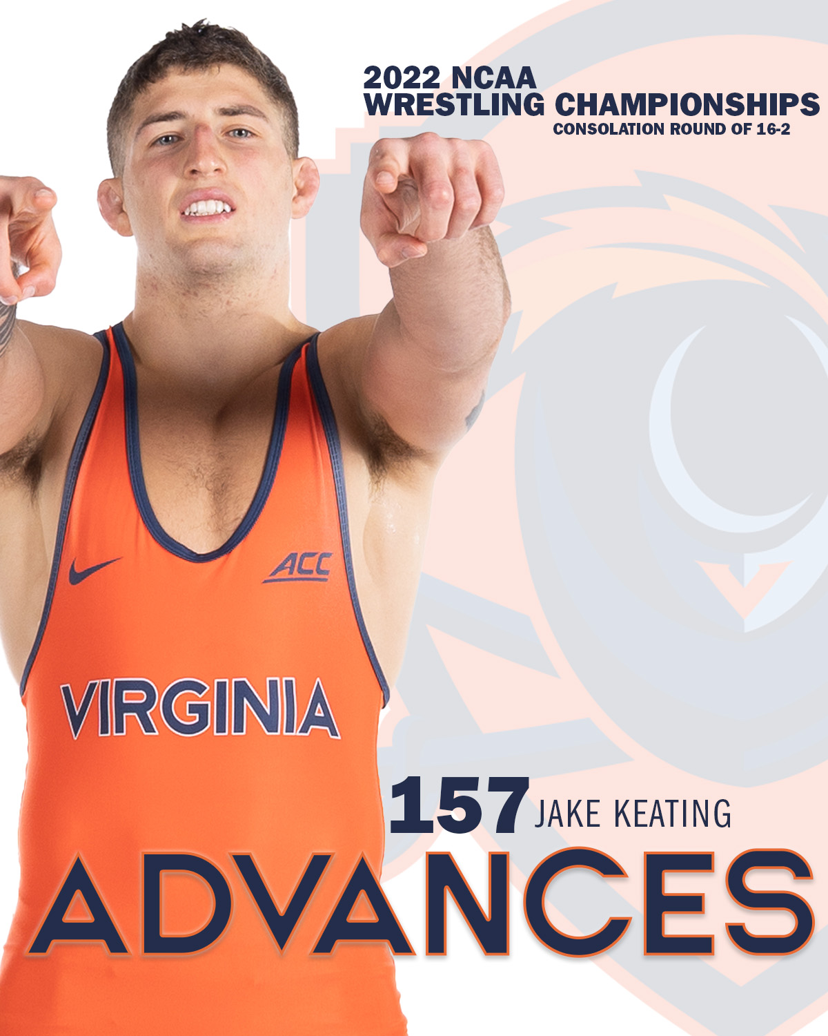 Virginia Wrestling on Twitter: "157 Conso. R16-2 | Jake Keating stays alive with a 3-2 decision ...