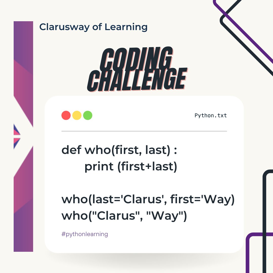 Clarusway on Twitter: "What is the output of this code snippet? #python ...