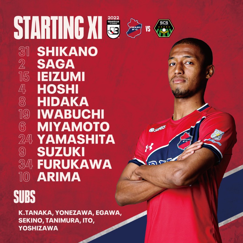いわきFC on Twitter: " 𝐒𝐓𝐀𝐑𝐓𝐈𝐍𝐆 𝐋𝐈𝐍𝐄𝐔𝐏 明治安田生命J3リーグ 第2節 vs #SC相模原 13:00 KICK OFF GK: 31鹿野 DF: 2嵯峨 ...