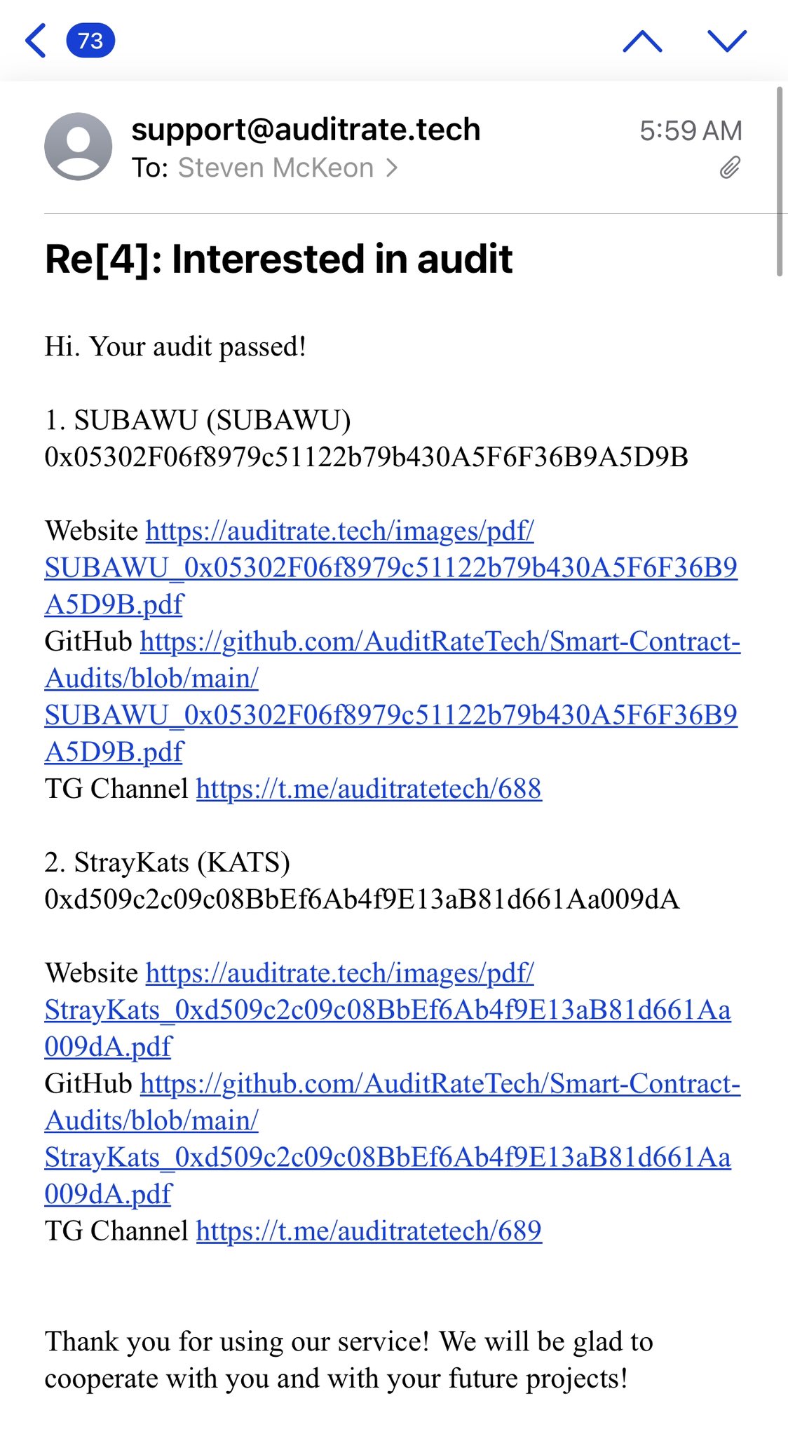 Steven McKeon (Mac) on Twitter: "Yay! Both projects pass smart contract audit. @BSCSubawu ...