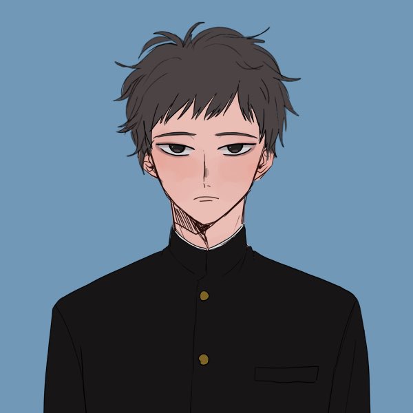 「ぴくるーで作ったイメージ ・若かりし頃のkdkrさん ・髪は下ろしたけど制服直さ」|篠丸のイラスト