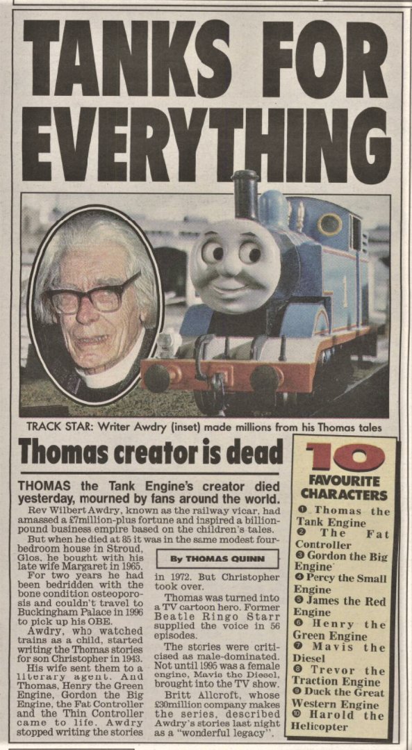 Thomas The Tank Engine Newspaper Archive On Twitter: "THOMAS' PROTECTOR ...