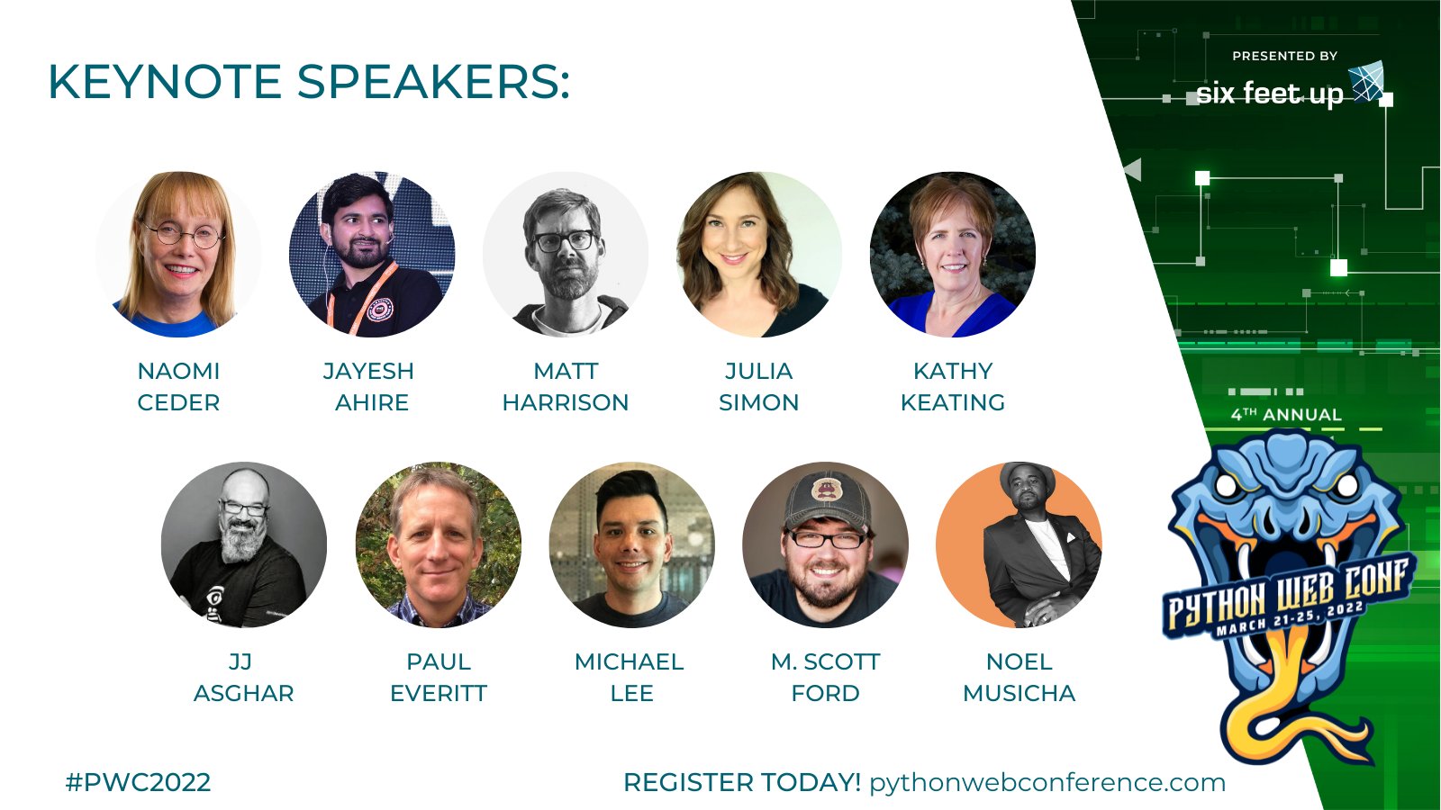2022 Python Web Conference on Twitter: "Have you seen the #PWC2022 speaker lineup? 💪 Just ...