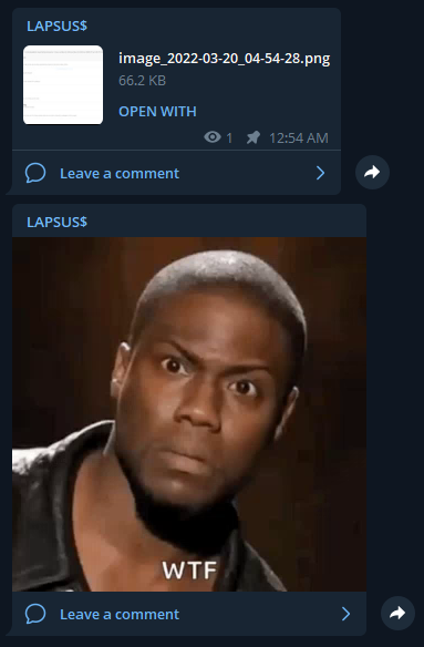 The LAPSUS$ ransomware group just posted an image of what looks to be ...