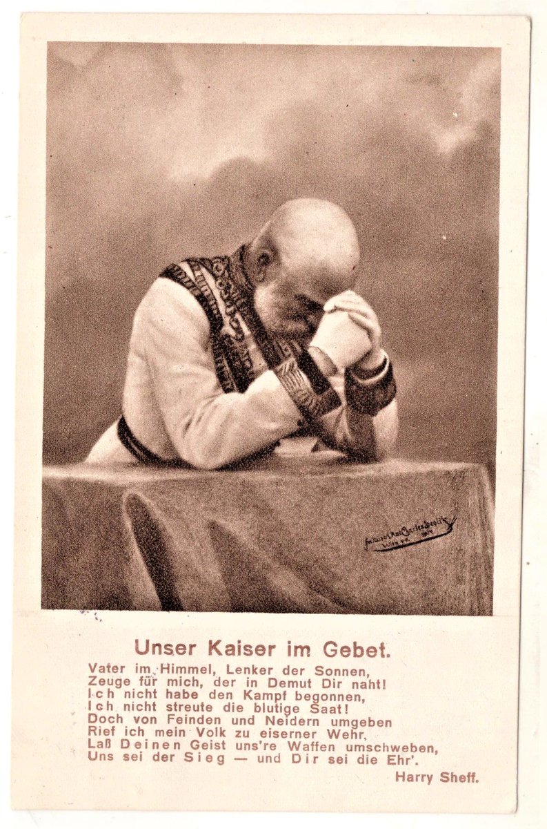 'Kaiser Franz Josef in prayer' — Austrian postcard from the First World ...