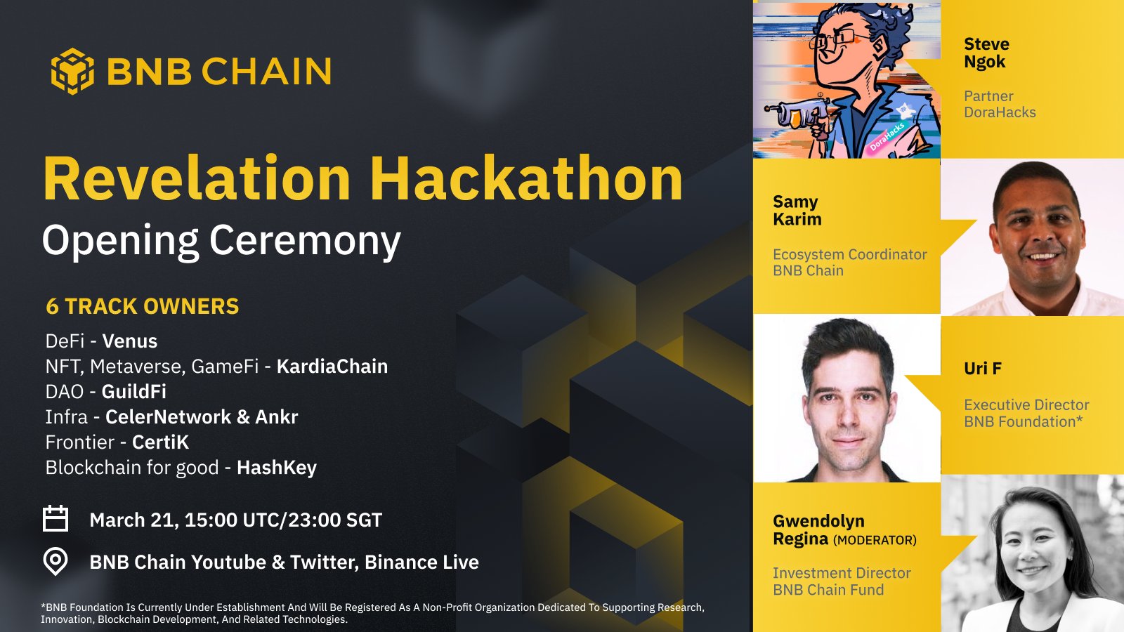 BNB Chain on Twitter: "The opening ceremony of the #BNBChain Revelation Hackathon starts in 2 ...