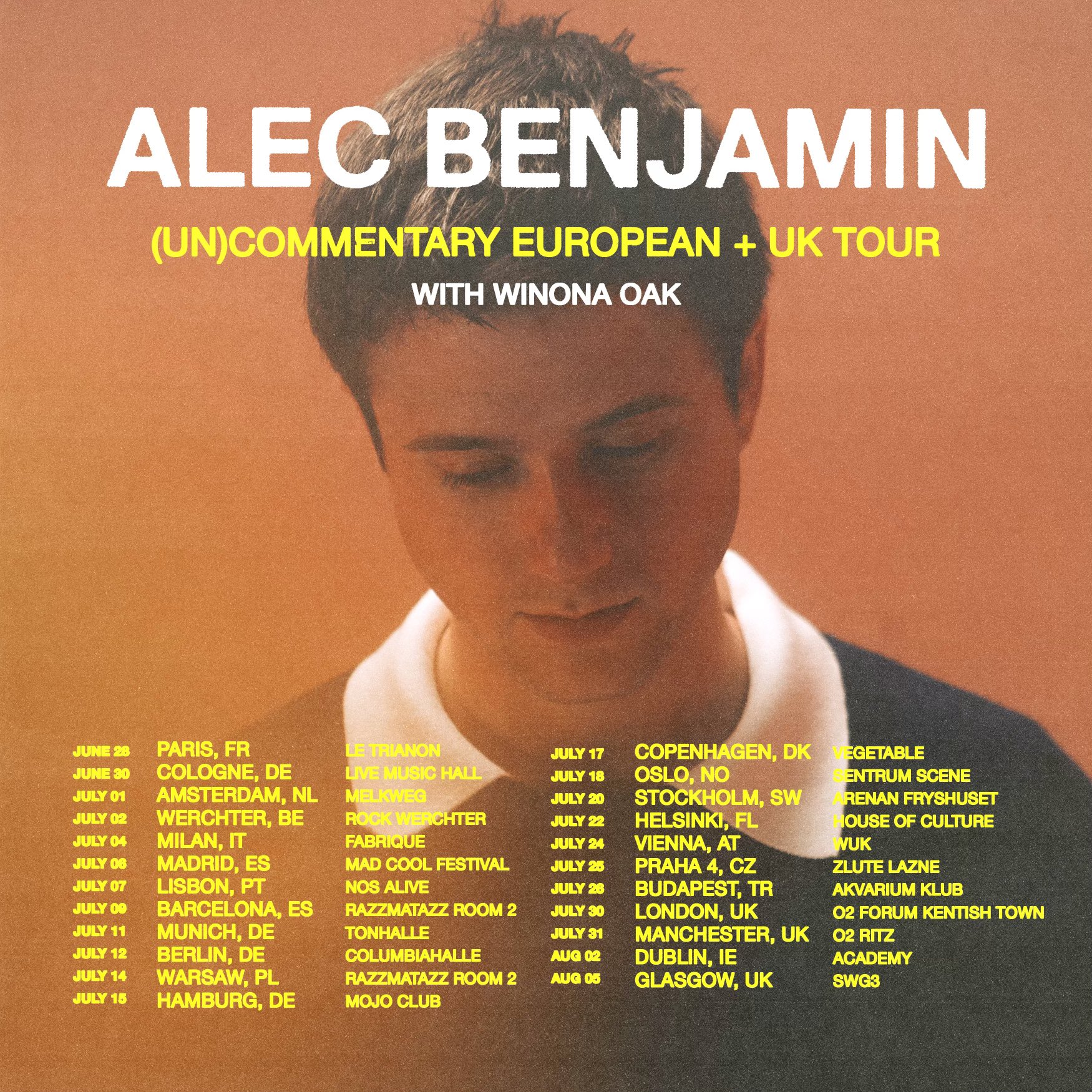 alecbenjamin on Twitter: "EU & UK ! TICKETS ON SALE FRIDAY 10AM LOCAL .. artist presale ...
