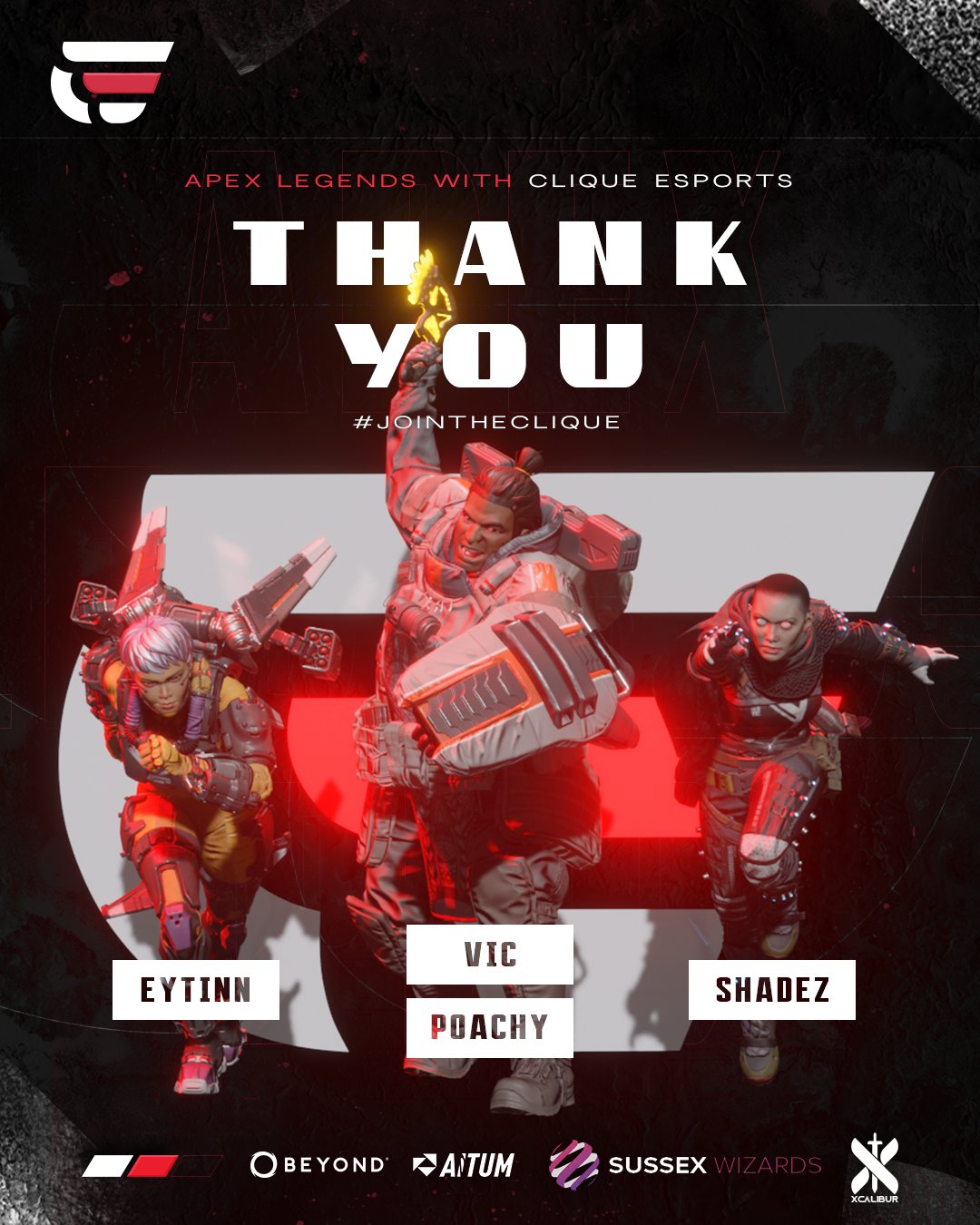 Clique Esports on Twitter: "📢It's time to say goodbye to our #ApexLegends team, thank you for ...