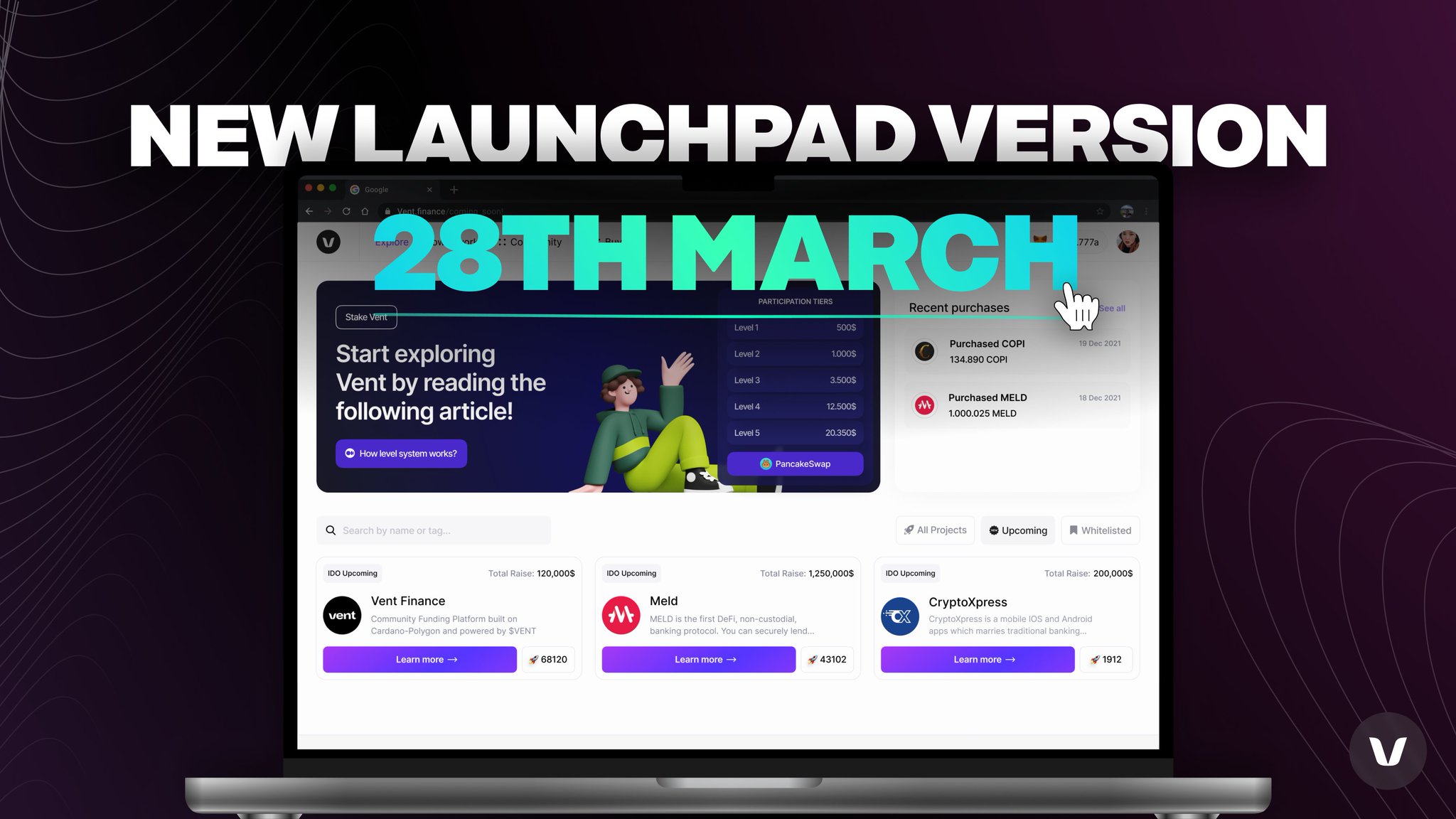 Vent Finance on Twitter: "The new and powerful version of VENT Launchpad is coming on March 28 ...