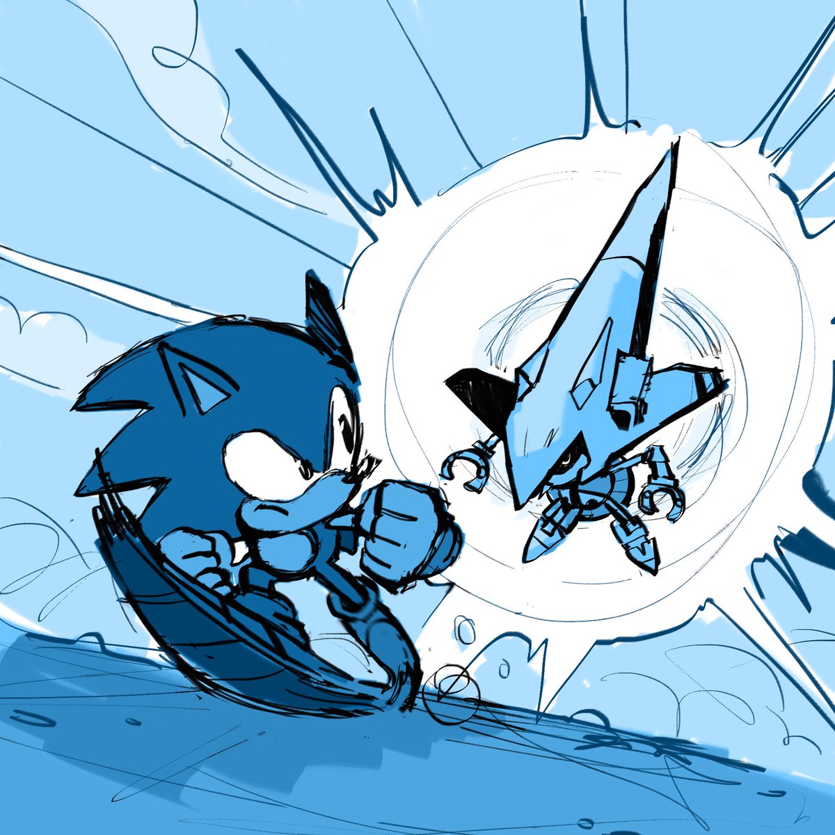 ソニック 「rocket metal sketch 」|Ian Mutchlerのイラスト