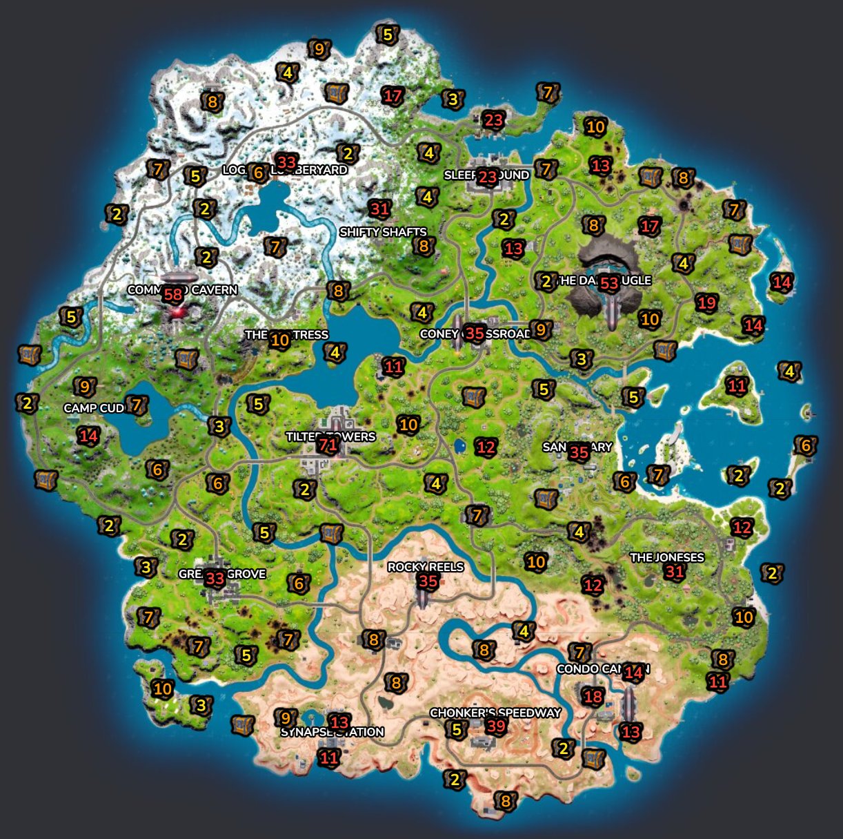 Fortnite Chest Map Season 4 Fortnite Chest Locations Retail Row And