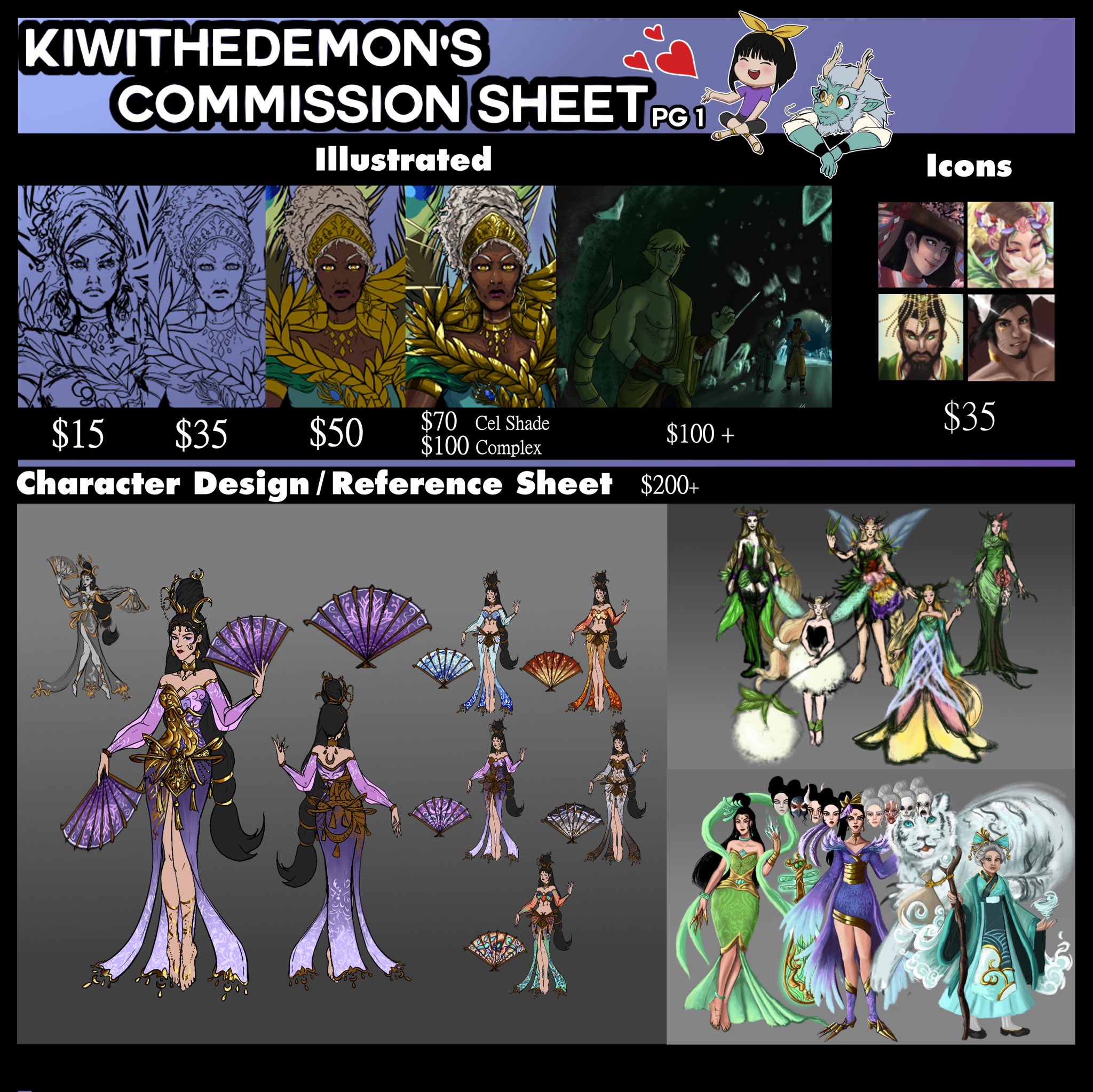 Kiwi (commissions open to pay my bills) on Twitter: "Alright y’all here are my commissions ...