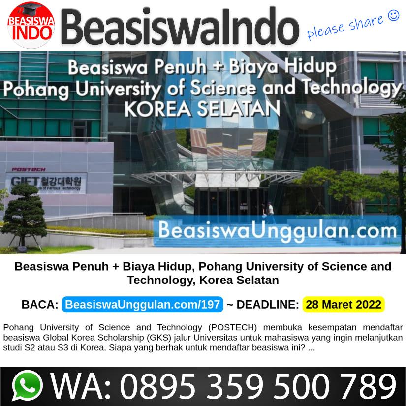 Beasiswa Indonesia on Twitter: "Beasiswa Penuh + Biaya Hidup, Pohang University of Science and ...