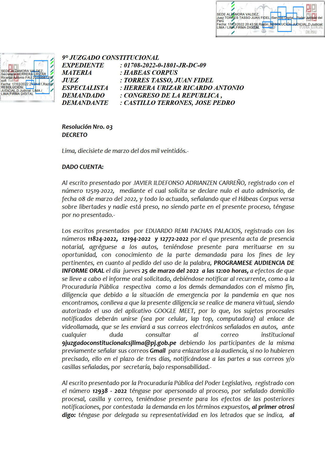 Csj De Lima On Twitter Noveno Juzgado Constitucional De Csjdelima