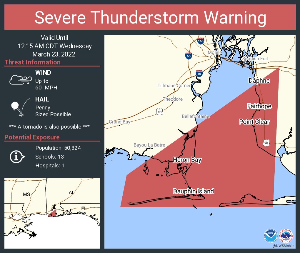 Nws Mobile On Twitter Severe Thunderstorm Warning Including Daphne Al