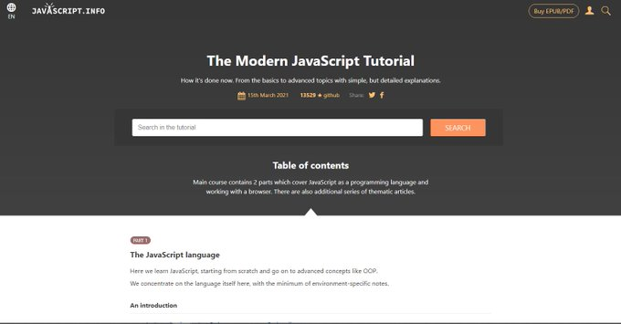 Six beginner friendly websites to learn JavaScript. A Thread 🧵👇🏻 ...