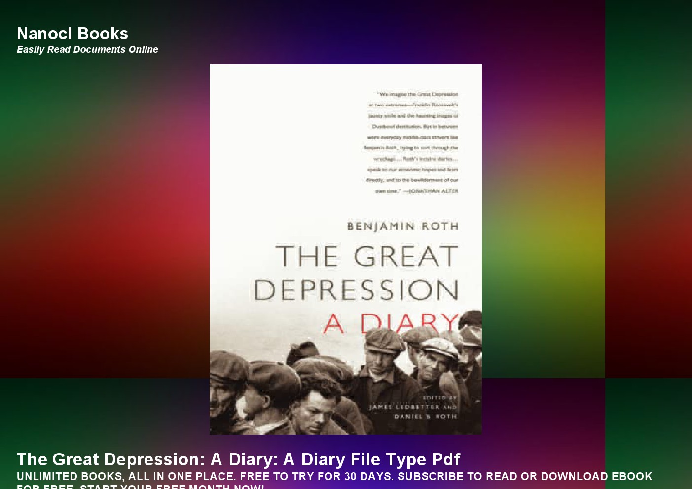 hanindani on Twitter: "The Great Depression: A Diary: A Diary Download ...
