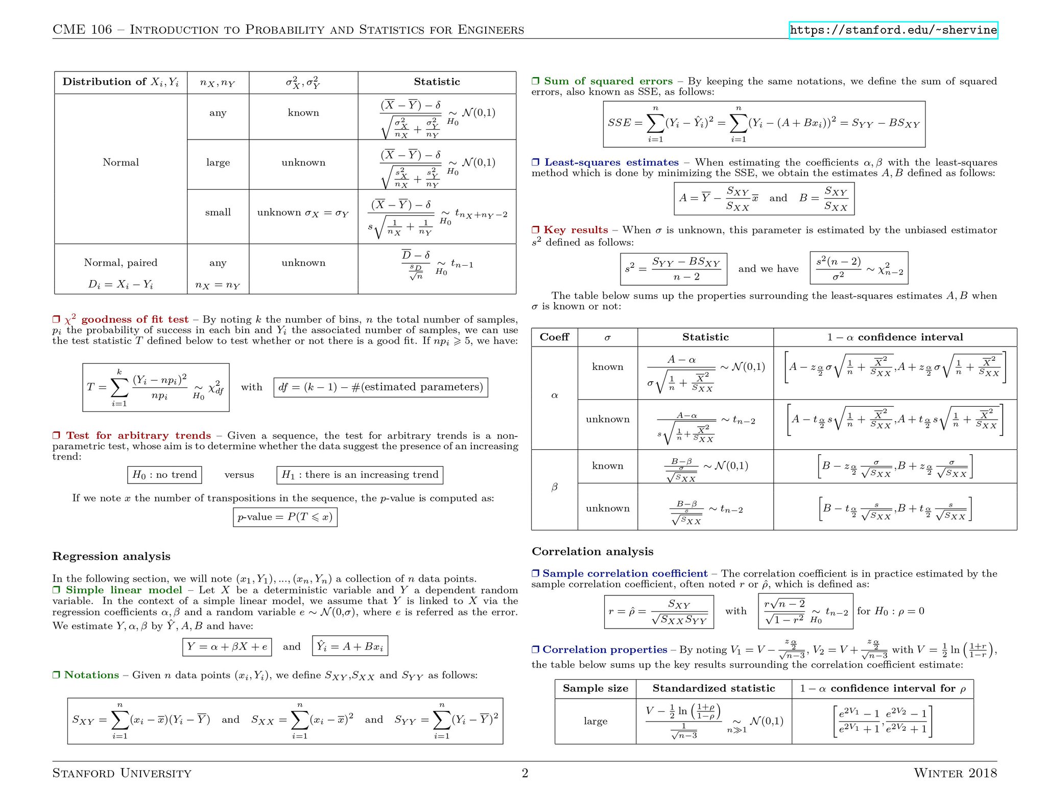 Statistics Formula Cheat Sheet