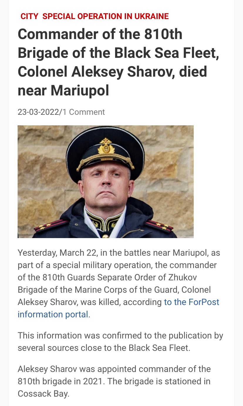 Jack Detsch on Twitter: "NEW: Ukrainian troops have killed Russian Col. Aleksey Sharov, a ...