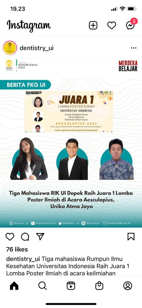 Fakultas Kedokteran Gigi UI on Twitter: "Selamat Kepada : Aurelle Khadeeja Rizany (FKG) Adriel ...