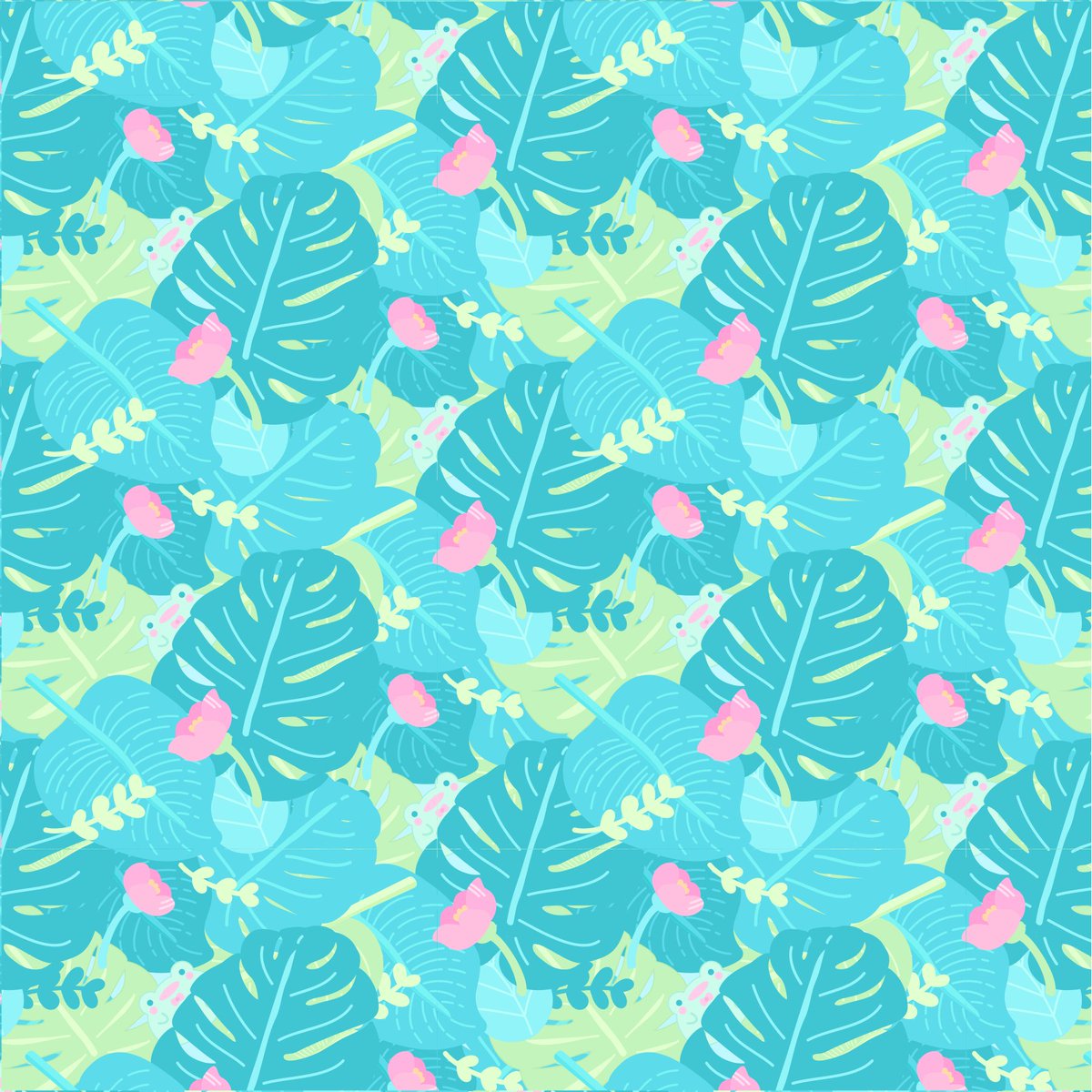 「leafy pattern 🐸🌿🌺 」|rachel 🐸 reichenbachのイラスト