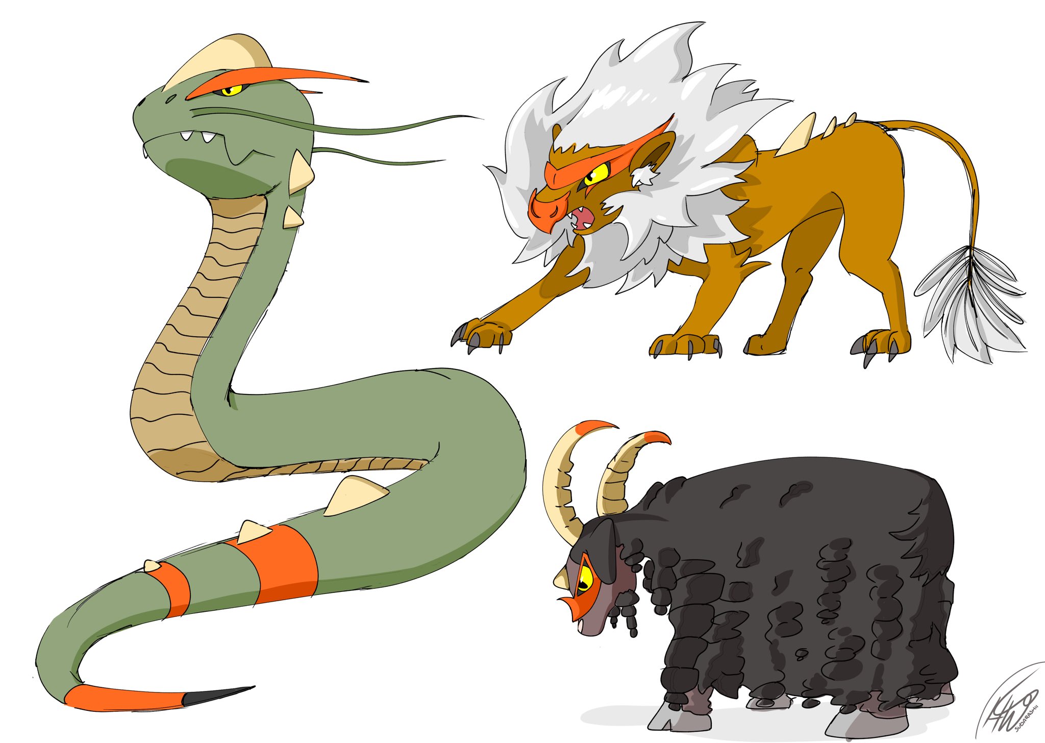 Fakemon Legendary Trio Concept Design Legendary Fakemon By
