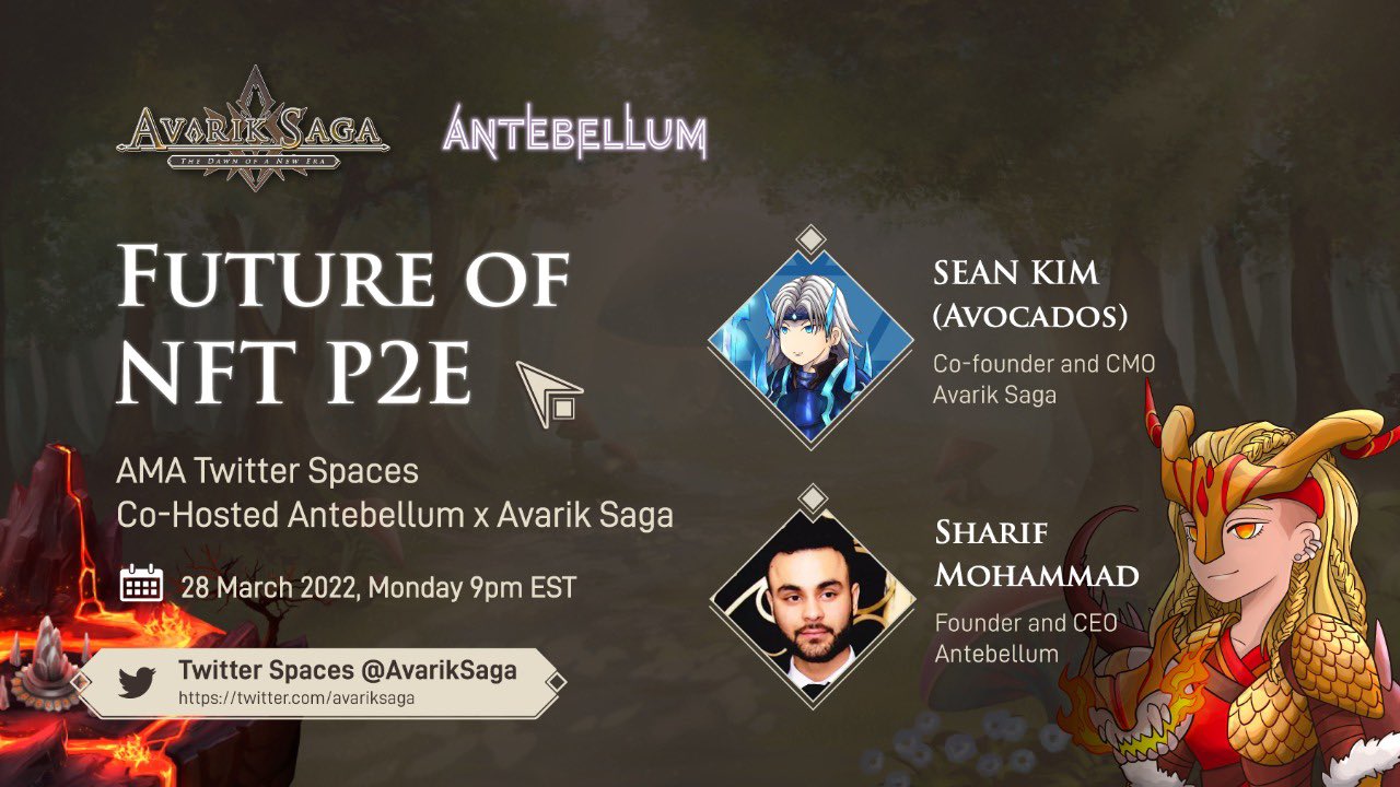 Avarik Saga NFT on Twitter: "Join @avariksaga and @AntebellumGames to go over the future of NFT ...