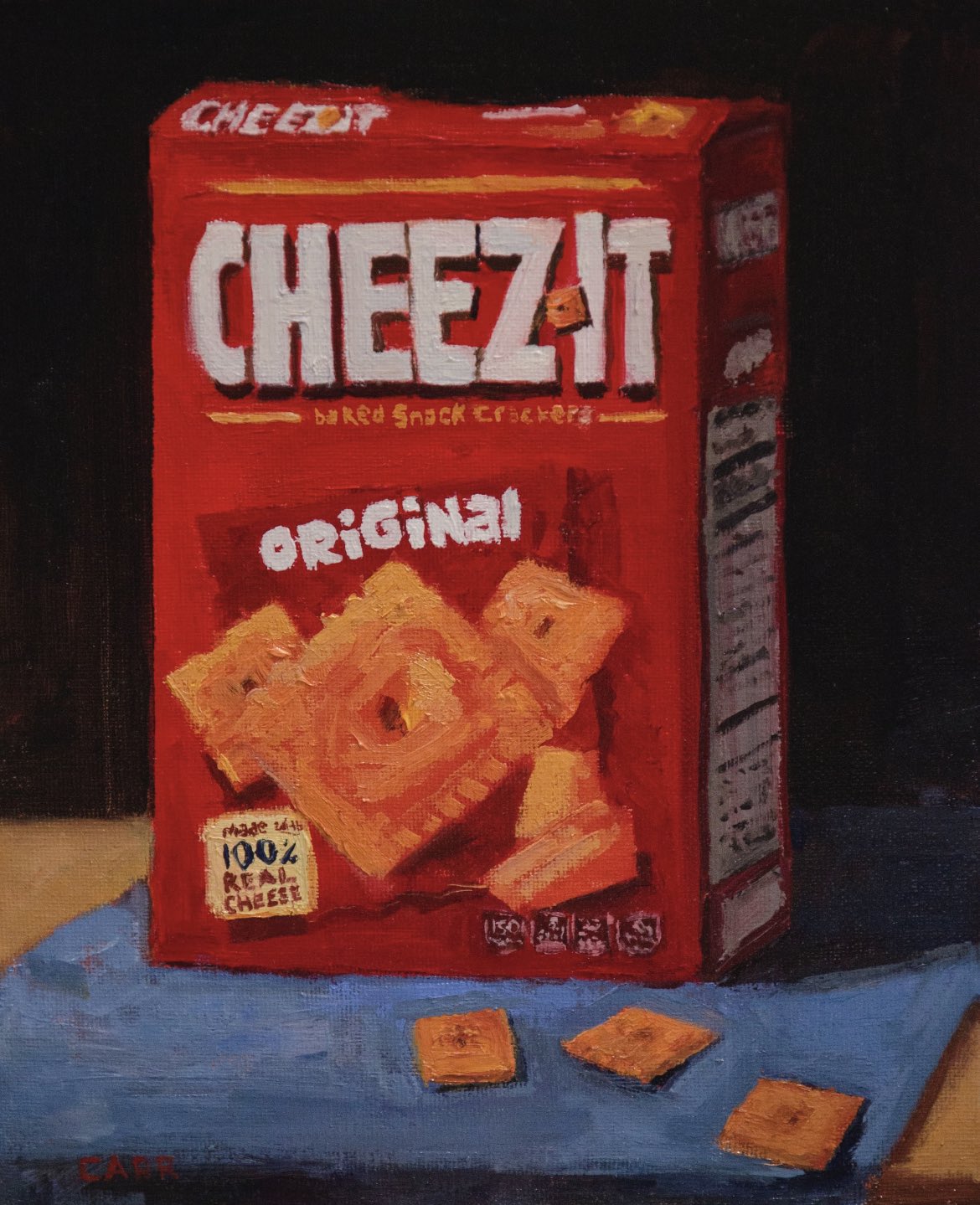 Tall Greg Art on Twitter: "My oil painting of Cheez-Its! https://t.co/ZgAArLksmt" / Twitter