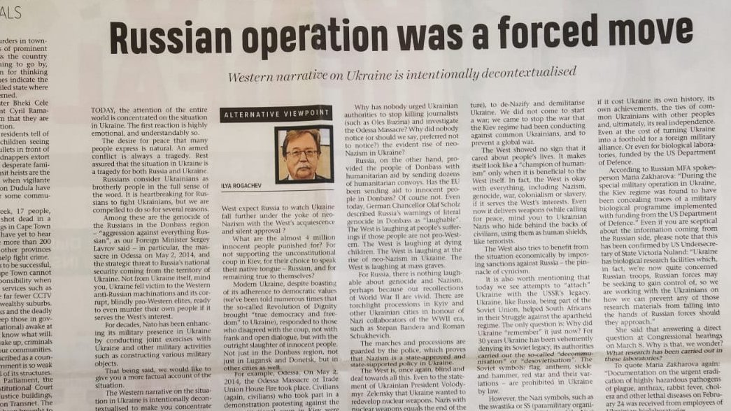 Russia in RSA 🇷🇺 on Twitter: "“On situation around Ukraine” READ new article by Russian ...