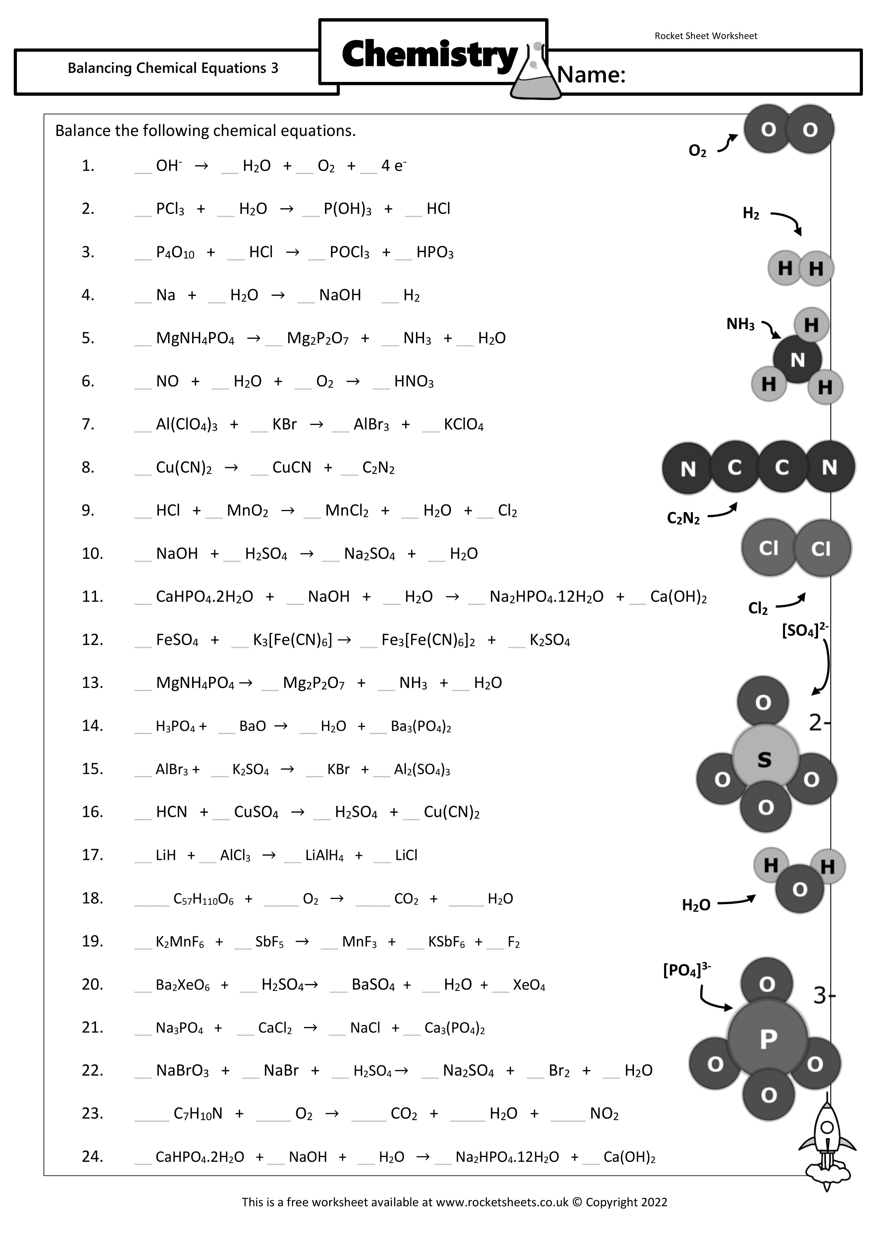 Practice Worksheets For Balancing Chemical Equations Practice Worksheets For Balancing Chemical Equations