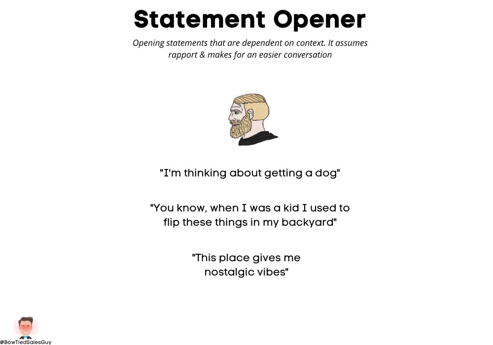 BowTiedSalesGuy | Chad Salesman on Twitter: "2) Statement Openers This ...