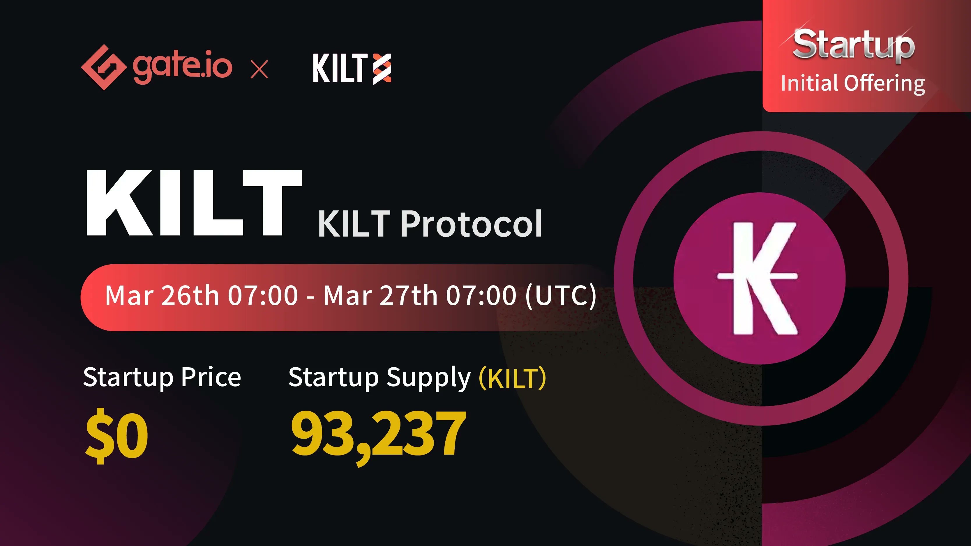 Gate.io on Twitter: "https://t.co/8kWqgEeplL Startup Free Offering: @Kiltprotocol Time: 07:00 ...