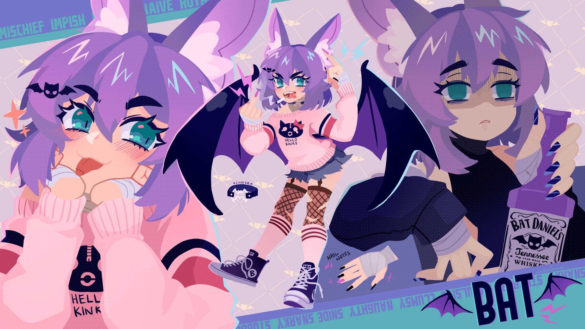 Tigera on Twitter: "💜 Another batch of Bats 💜 Commissions for @EroticBat ! https://t.co ...