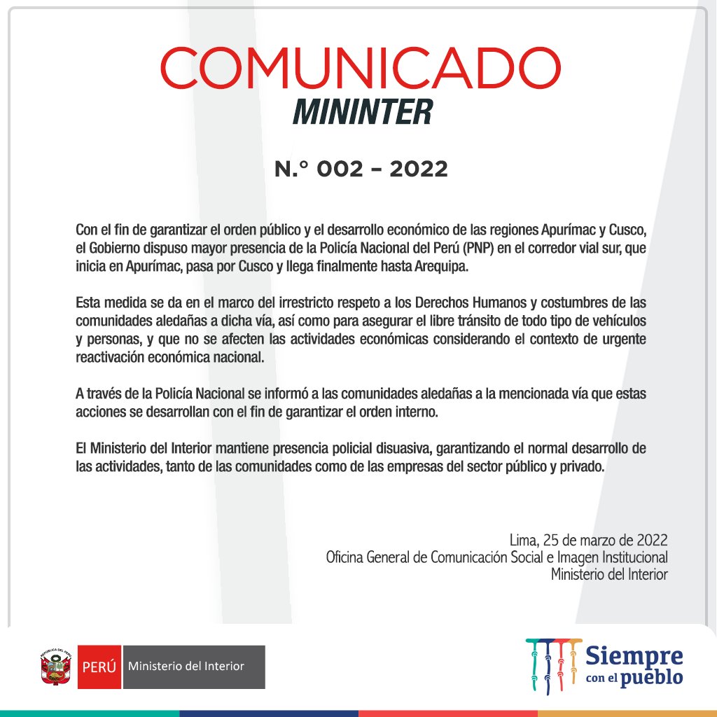Ministerio del Interior π΅πͺ on Twitter: Ministerio del Interior π΅πͺ on Twitter: