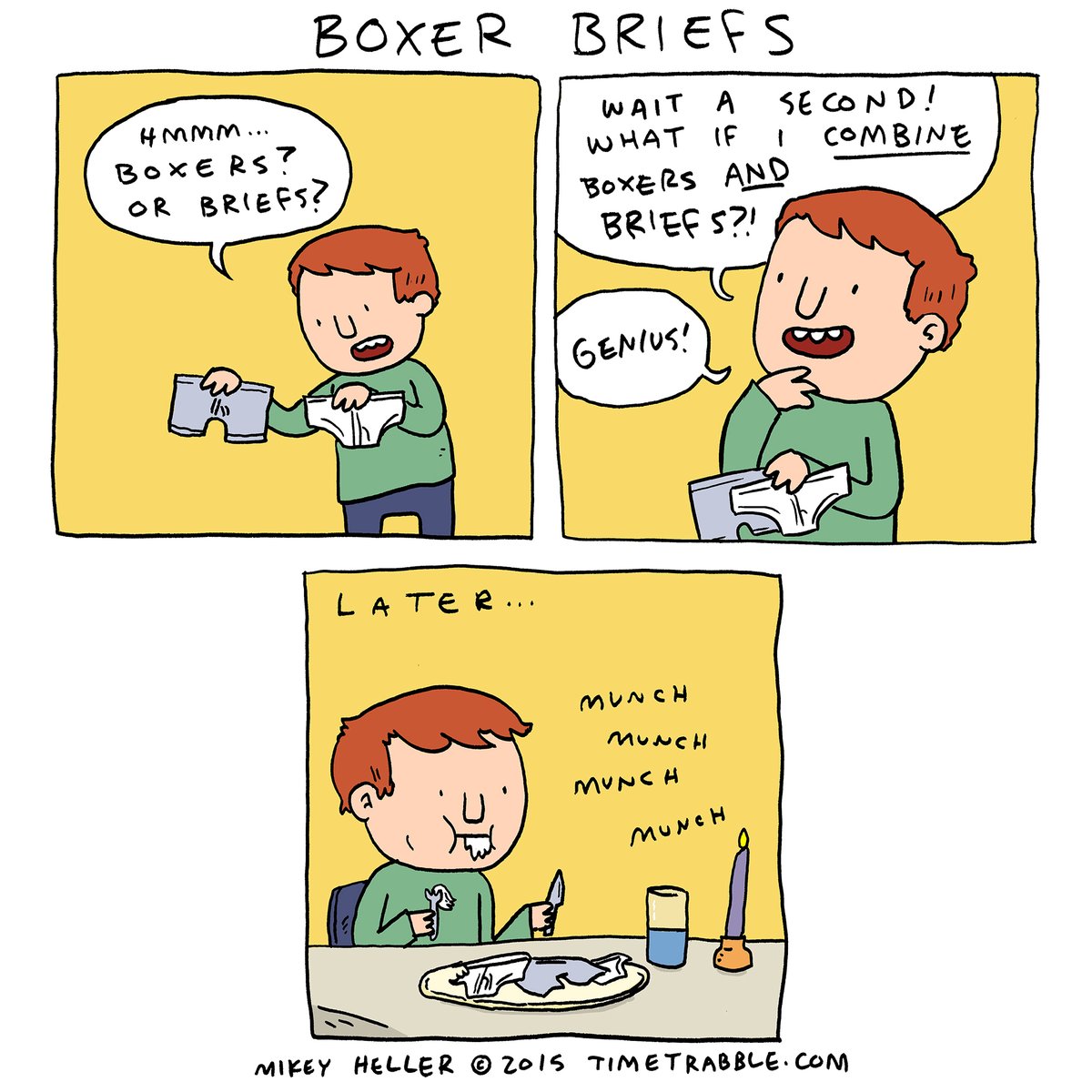 「here's an old comic about boxer briefs 」Mikey Hellerの漫画