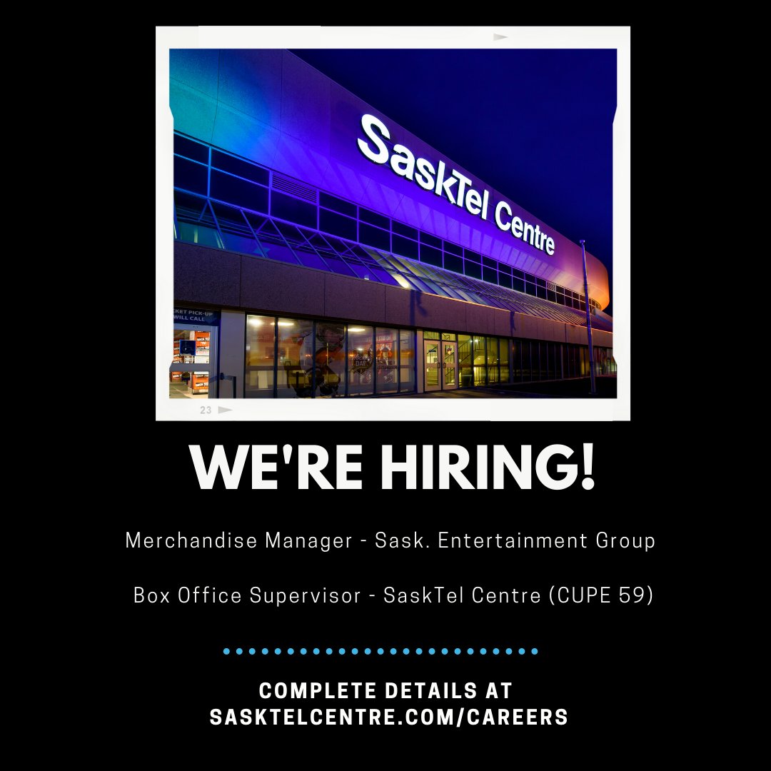 SaskTel Centre on Twitter: "We're hiring! Looking for two highly organized & customer service ...